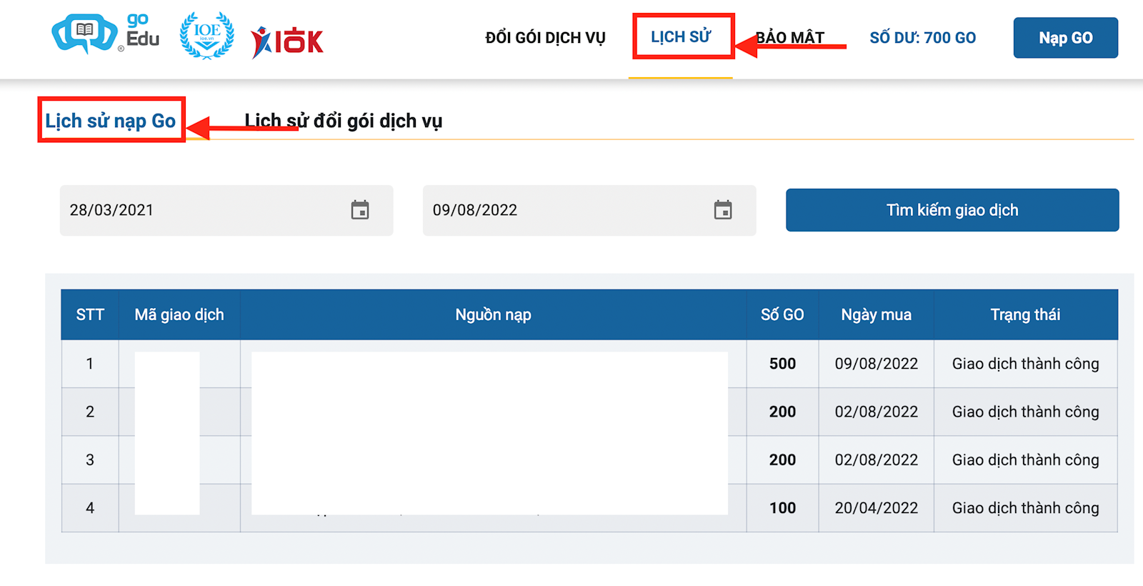 Hướng dẫn cách đổi Go sang gói dịch vụ IOE